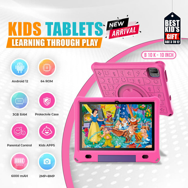 10.1" Kids Tablet - Wifi + Quad Core Processor, 3GB RAM, 64GB ROM ...